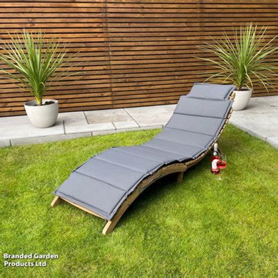 Garden Gear Acacia Wood Sun Lounger Recliner And Cushion Lawn Patio