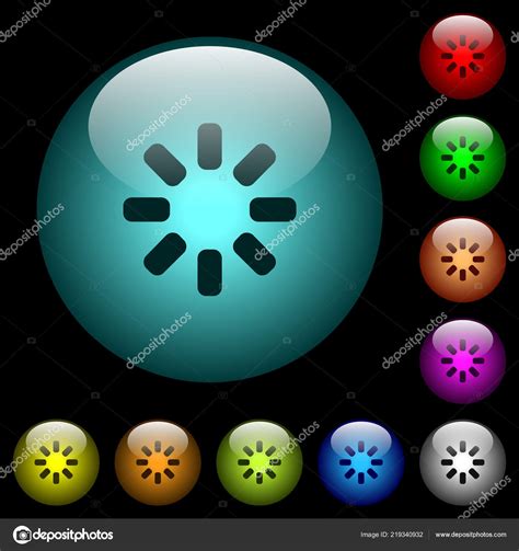 Loader Symbol Icons Color Illuminated Spherical Glass Buttons Black