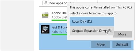 Move An Installed App To A Different Drive In Windows 10