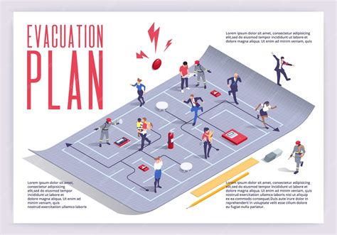 Premium Vector Isometric Cartoon Evacuation Plan Poster