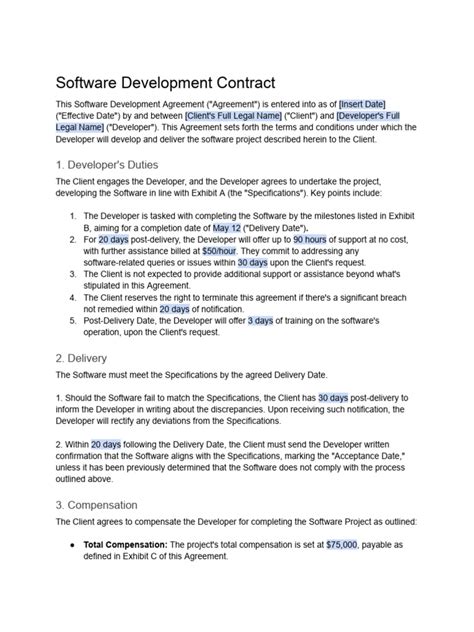 Software Development Agreement Template Pdf Indemnity Civil Law