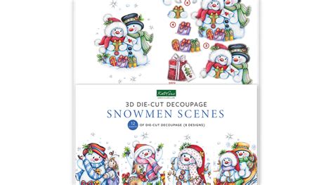Die Cut Decoupage Snowmen Scenes Pack Of 12 — Katy Sue Designs