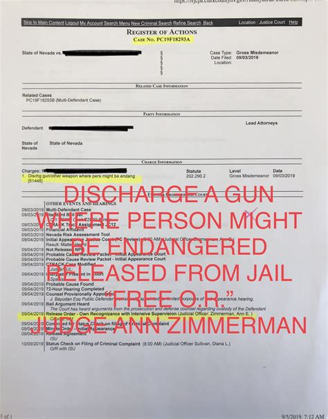 Shoot A Gun “o R ” Release Judge Ann Zimmerman Vegas Jail Watch