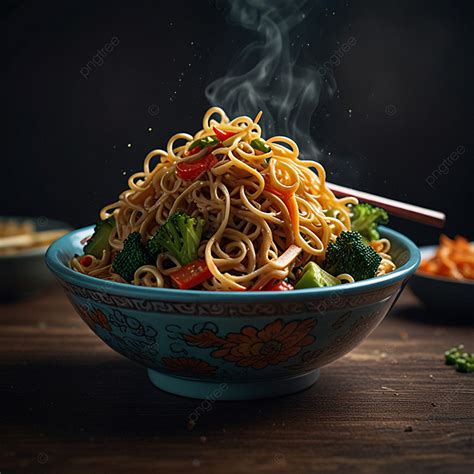 Traditional Asian Noodles In A Bowl Background Asian Noodles