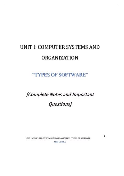 Types Of Software Complete Notes And Important Questions Computer