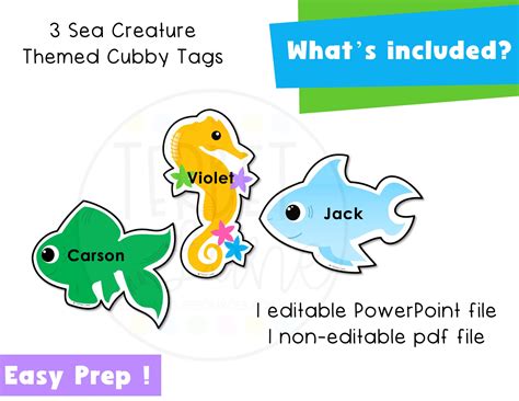 Editable Ocean Themed Cubby Tags Made By Teachers