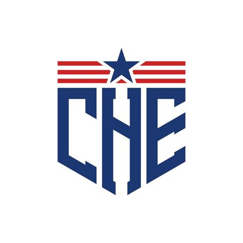 Premium Vector Patriotic Che Logo With Star And American Flag Straps Letter Che Logo With Usa Flag