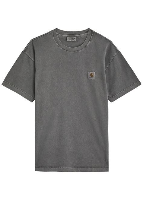Carhartt Wip Vista Logo Faded Cotton T Shirt Grey Carhartt Wip
