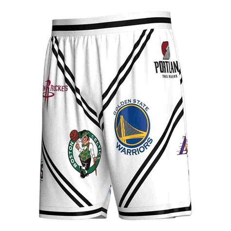 White All Nba Team Big Logos Oem Mesh Basketball Shorts