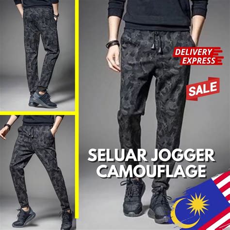 Seluar Sukan Lelaki Perempuan Slim Fit Microfiber Seluar Hiking Unisex Loreng Askar Saiz Besar