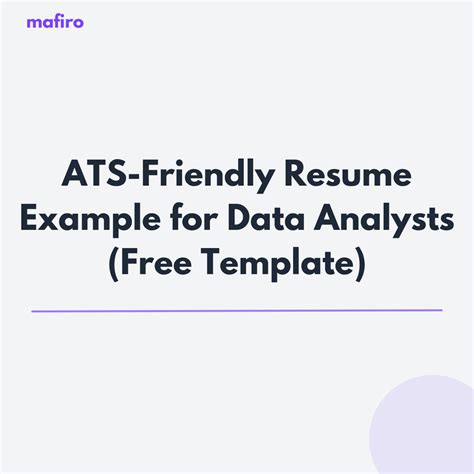 Ats Friendly Resume Example For Data Analysts Free Cv Template