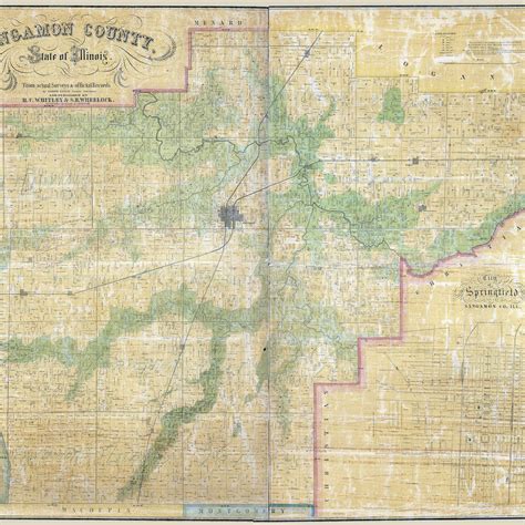 1858 Farm Line Map Of Sangamon County Illinois Genealogical Surveyor