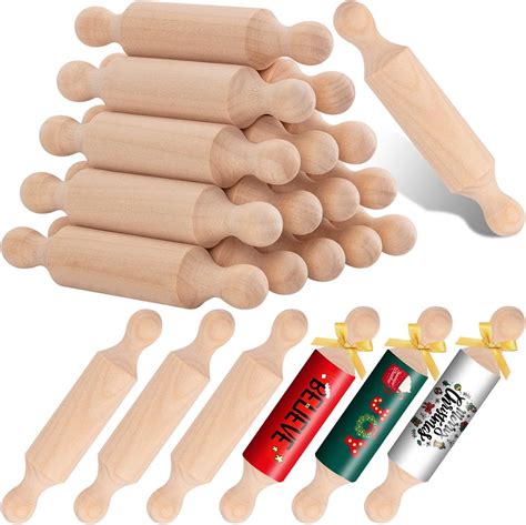 20pcs Mini Rolling Pins For Crafts Small Wooden Dough Roller For