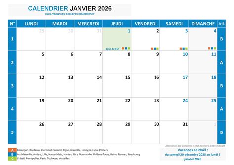 Calendrier Mensuel 2025 2026 à Imprimer