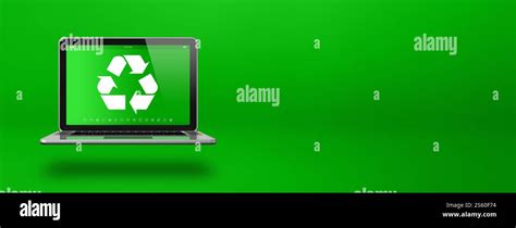 Laptop Computer With A Recycling Symbol On Screen Environmental