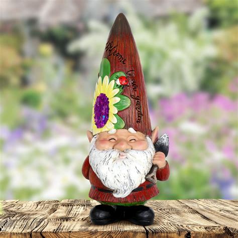 Red Garden Gnome Statue With Trowel 10 Inch Garden Gnomes Statue