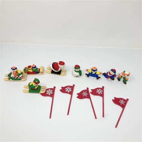 Mr Christmas Santas Ski Slope Replacement Figures Sled Skiing Santa
