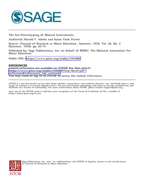 Abeles And Porter 1978 The Sex Stereotyping Of Musical Instruments Pdf Academic