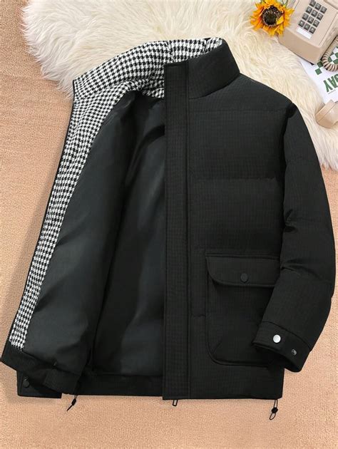 Manfinity Casaco Acolchoado Super Oversized Masculino Com Bolsos De Aba E Barra Com Cordão