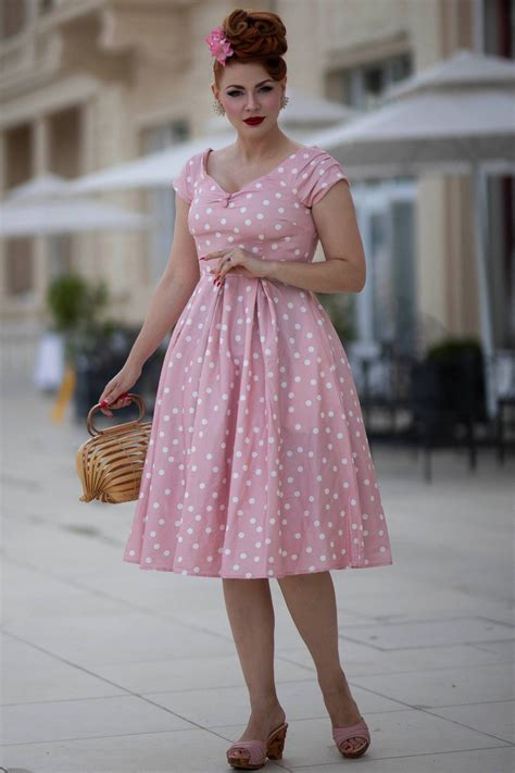 Lily Light Pink And White Polka Dot Off Shoulder Dress
