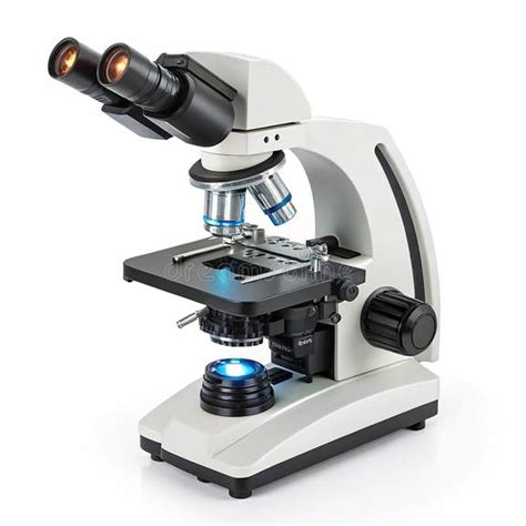 High Powered Laboratory Microscope With Glowing Lenses Stock Illustration Illustration Of