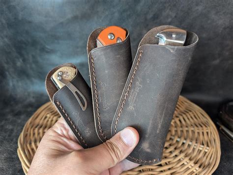 Handmade Knife Case Leather Knife Pouch Pocket Knife Leather Case Edc Pocket Organizer