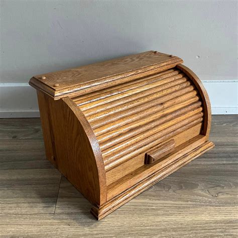 Roll Top Bread Box Wood Bread Box Vintage Or Antique Bread Box Made In