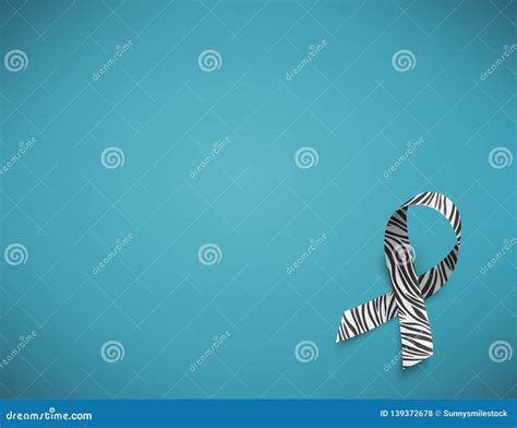 Symbol Of Rare Disease Awareness Day Ribbon With Zebra Print Stock