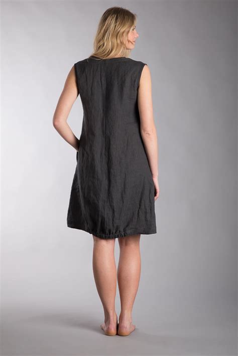 Linen Overalls Dress Linen Smock Charcoal Gray Linen Summer Dress