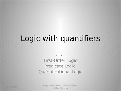 Logic With Quantifiers
