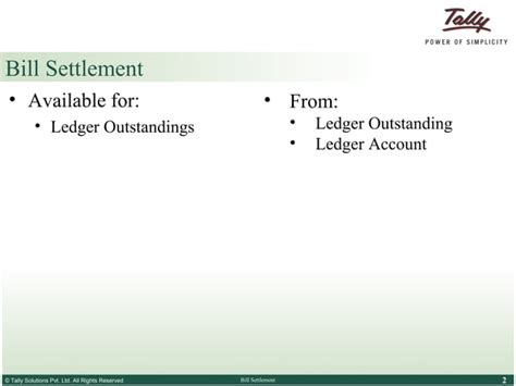 Bill Settlement Pps Personal Finance