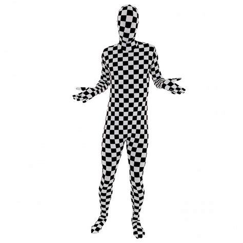 Adult Black And White Check Morphsuit Checkered Costume Festival
