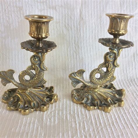 Brass Koi Fish Candlesticks Etsy