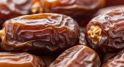Close Up Of Several Medjool Dates Phoenix Dactylifera Displaying