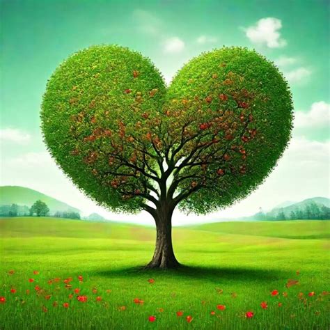 A Heart Shaped Tree With A Heart In The Middle Of It Premium Ai