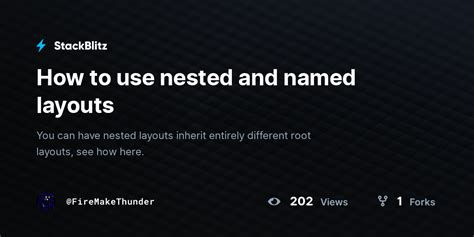 How To Use Nested And Named Layouts Stackblitz