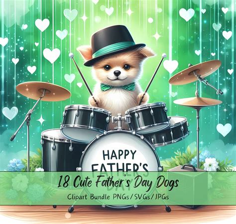 Cute Happy Fathers Day Dogs Clipart Bundle Watercolor Clip Art Images