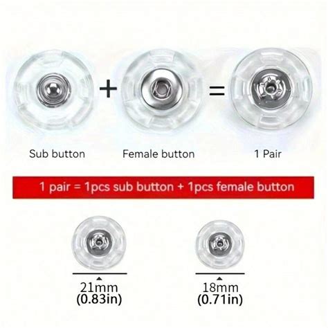 10 Pairs Large Clear Coat Invisible Snaps Buttons Subtle Sew In Round Clasps For Jackets And