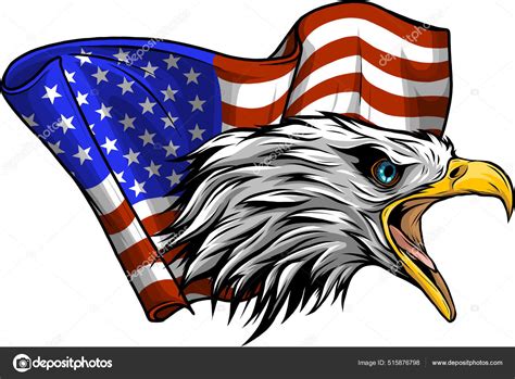 Vector Illustation American Eagle Against Usa Flag And White Background Stock Vector By