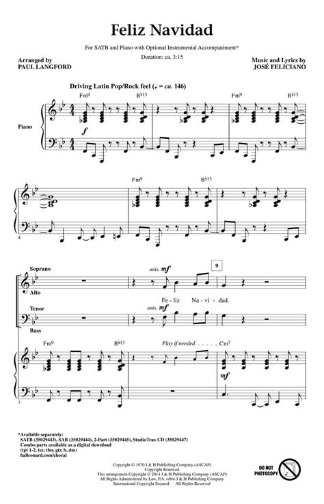 Feliz Navidad Sheet Music By Paul Langford Sku 35029443 Stantons