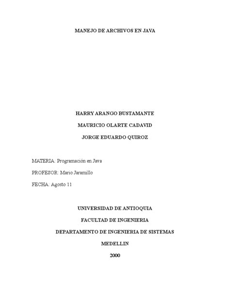 Manejo De Archivos En Java Pdf Archivo De Computadora Java Lenguaje De Programación