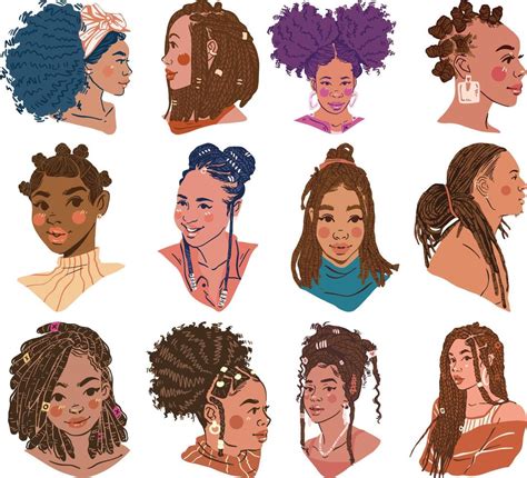 Vector Set Of Beautiful African American Women With Different
