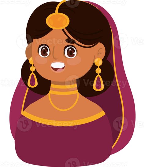 Indian Woman Cartoon Icon Isolated 24406030 Png