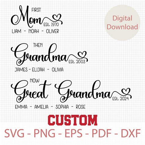 Personalized Mom Grandma Great Grandma Svg Mom Grandma Great Grandma