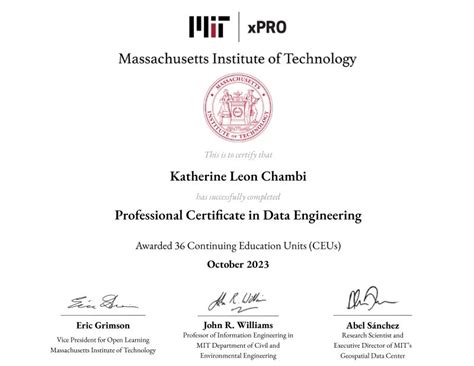 Earned Data Engineering Certification From Mit Katherine Leon Chambi