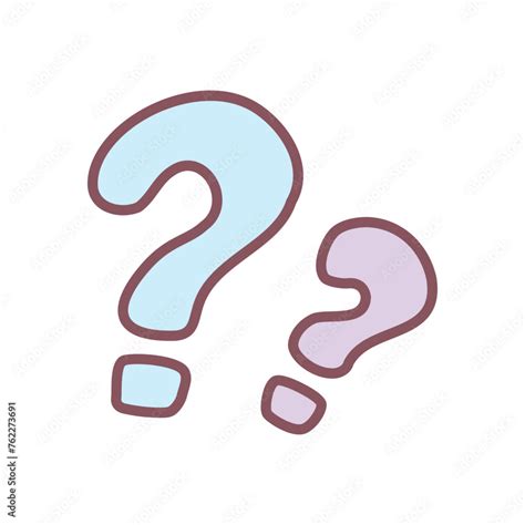 Cute Question Mark Icon Hand Drawn Illustration Of An Blue Question Marks Isolated On A White
