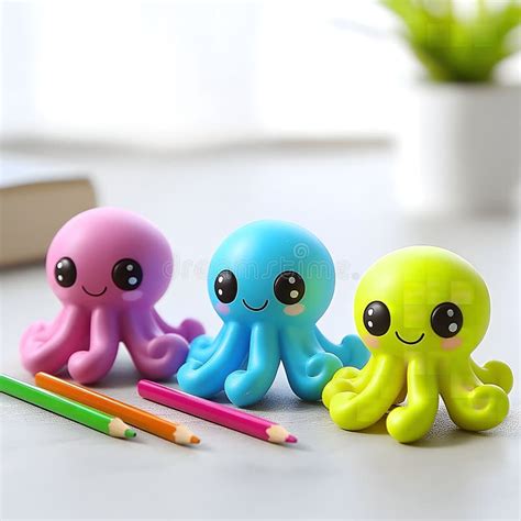 Adorable Octopus Desk Organizers Stock Illustration Illustration Of