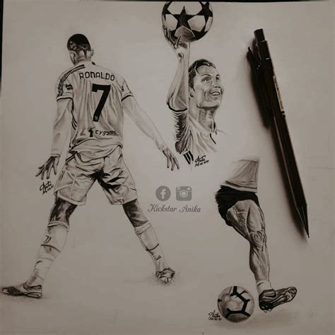 Ronaldo Free Kick Back View Drawing