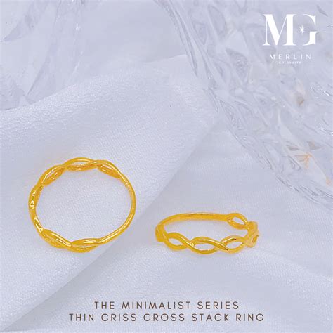 916 Gold The Minimalist Series Thin Criss Cross Stack Ring Merlin