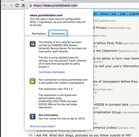 Tls Chrome Showing SSL Warning About SHA When The Sites Don T Use SHA Information